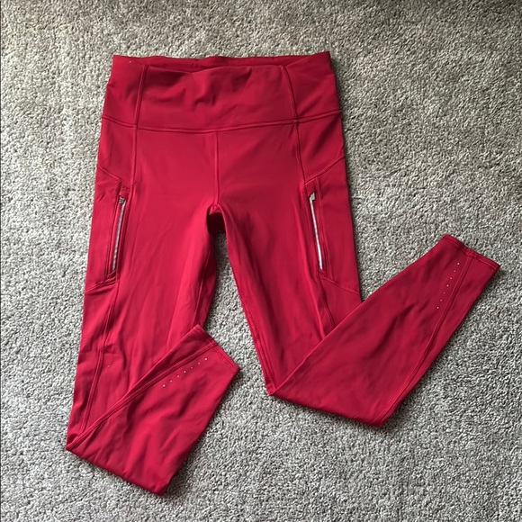 Athleta | Pants & Jumpsuits | Athleta Red Rainier Tight Leggings | Poshmark